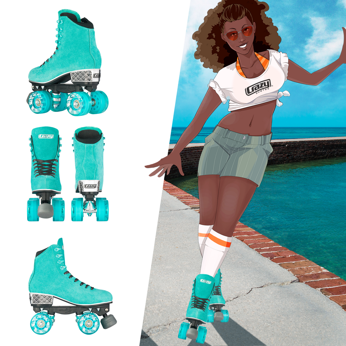 EVOKE Teal - Roller Skates