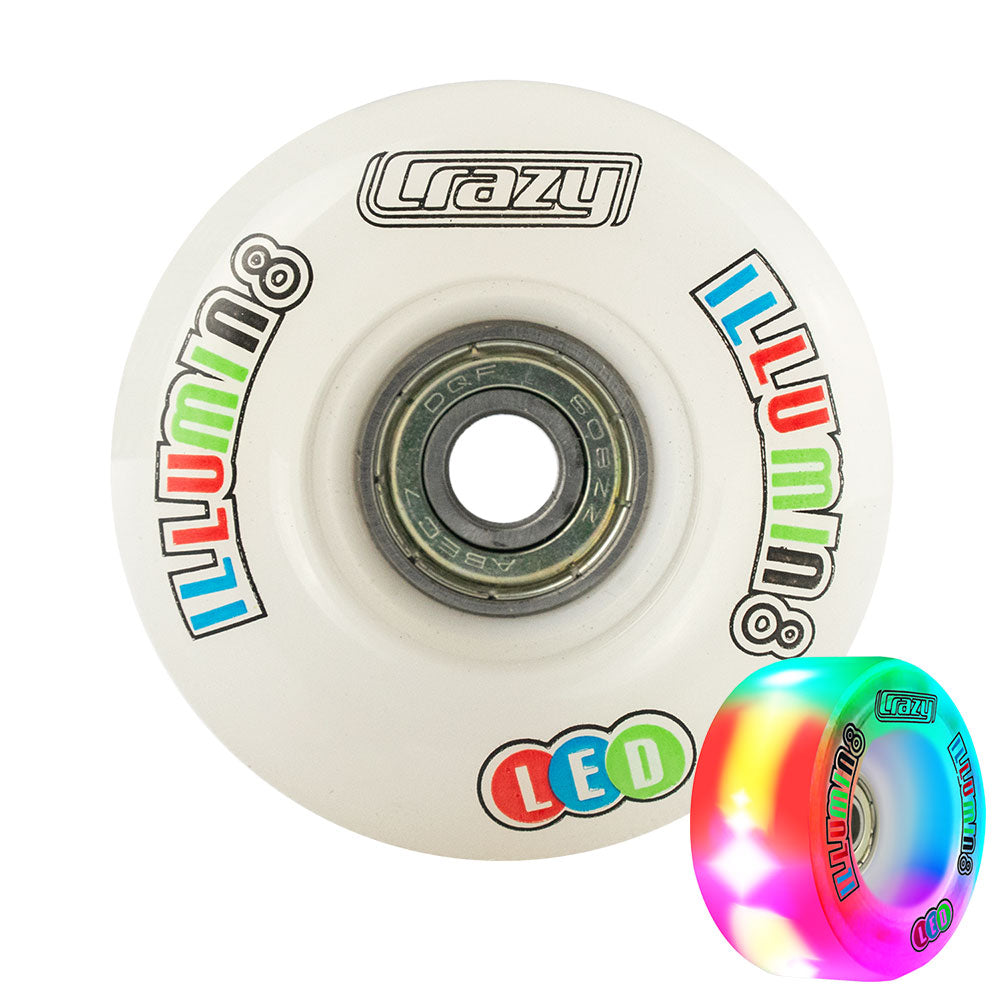 illumin8 White | LED Light-Up Roller Skate Wheels | Set of 2